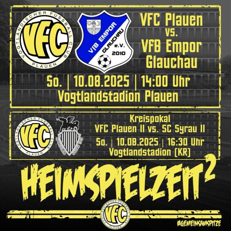 Doppelspieltag am Sonntag für unsere Männermannschaften – vfc-plauen.de